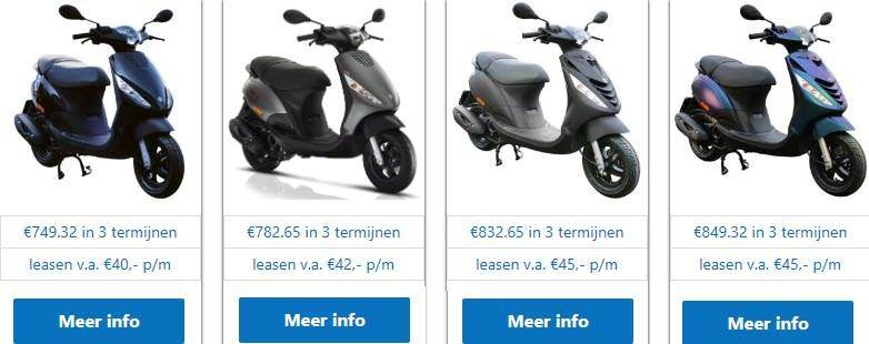 Piaggio Zip scooter kopen, leasen of betalen in 3 termijnen